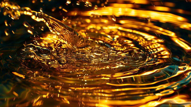 Gold Water Splash in the Dark Stock Photo - Image of sparkle, liquid ...