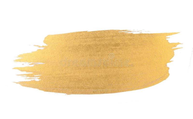 Gold Paint Brush Smear Stroke. Acrylic Golden Color Stain on White ...