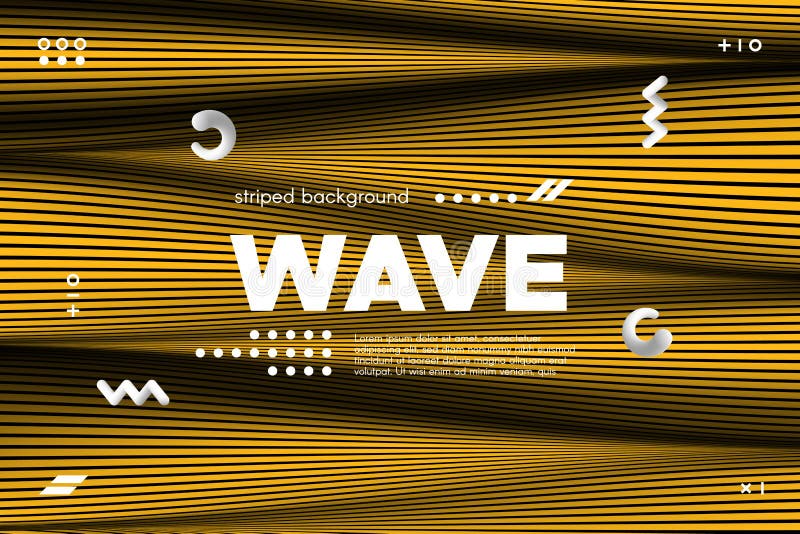 Gold Wave Banner with Distorted Lines. Stock Vector - Illustration of ...