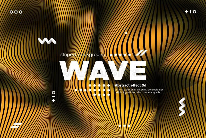Gold Wave Banner with Distorted Lines. Stock Vector - Illustration of ...