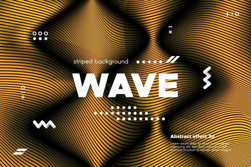 Gold Wave Banner with Distorted Lines. Stock Vector - Illustration of ...