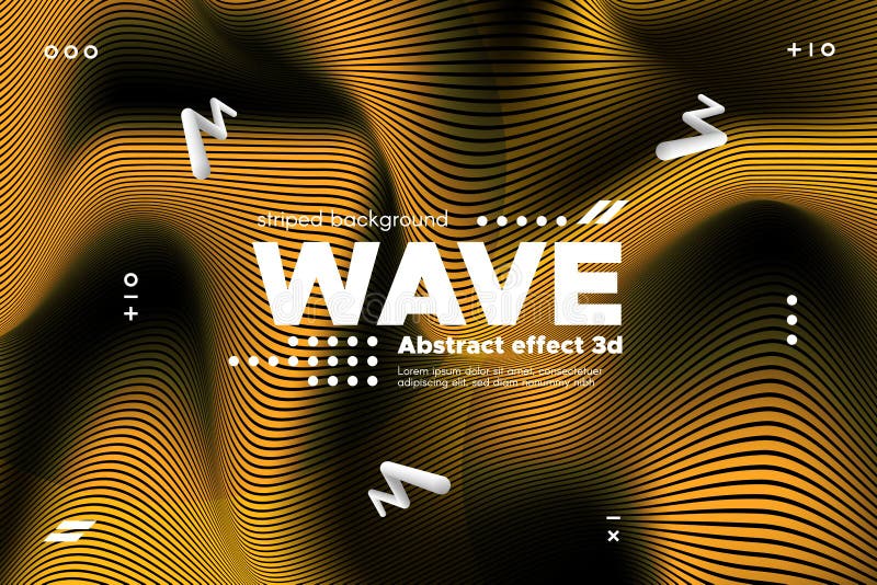 Gold Wave Banner with Distorted Lines. Stock Vector - Illustration of ...