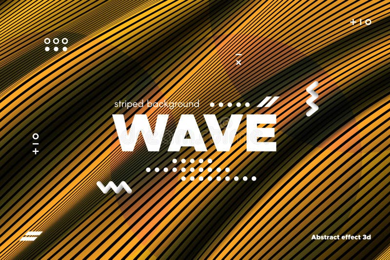 Gold Wave Banner with Distorted Lines. Stock Vector - Illustration of ...