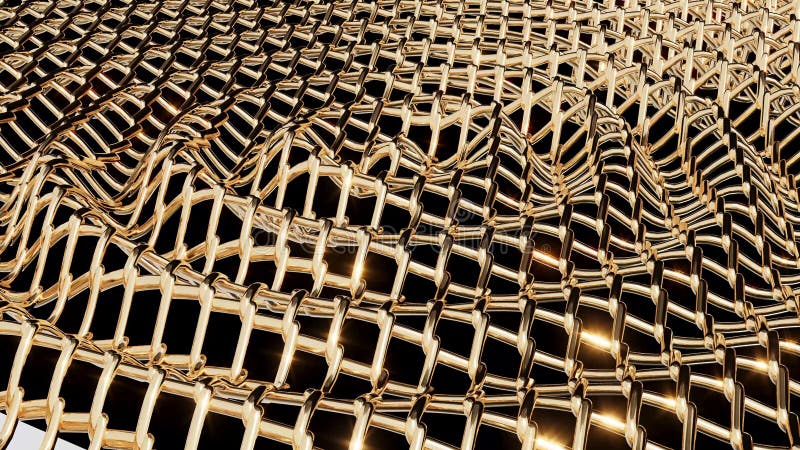 Gold wave grid curve 3d stock illustration. Illustration of gradient ...