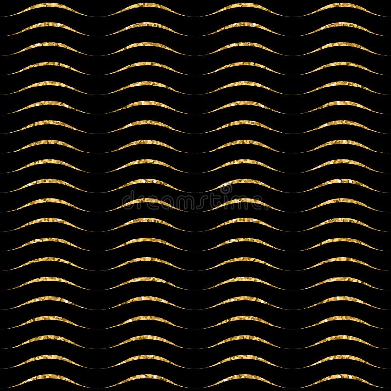 Gold Wave Seamless Pattern Black 2 Stock Vector - Illustration of ...