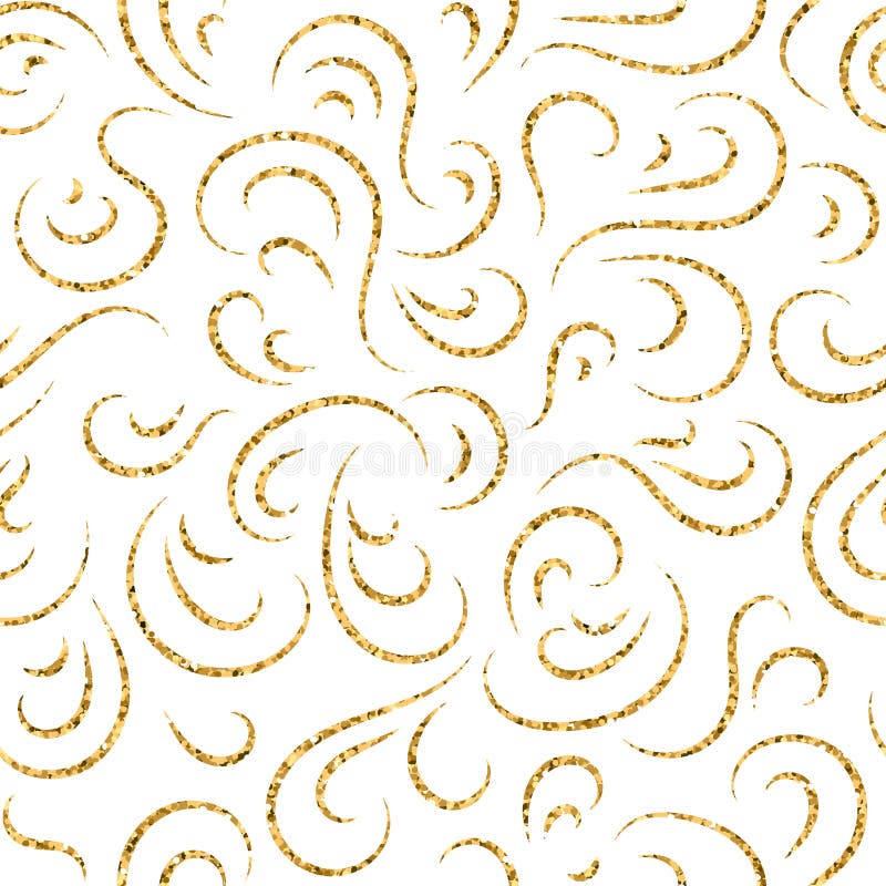 Gold Wave Seamless Pattern Draw Stock Vector - Illustration of cartoon ...