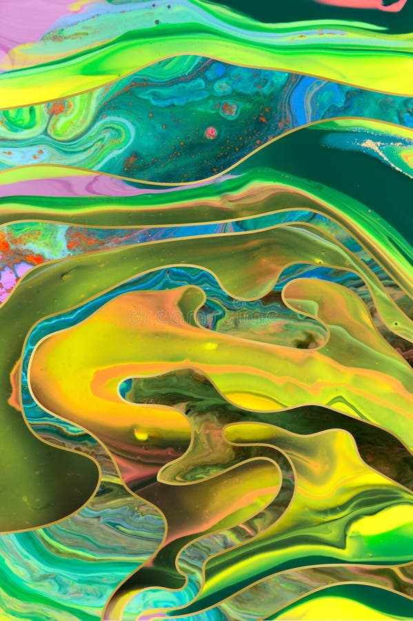 Gold Waves Layers Abstract Psychedelic Background Stock Photo - Image ...
