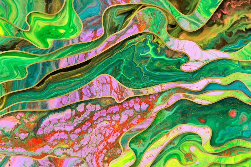 Gold Waves Layers Abstract Psychedelic Background Stock Image - Image ...