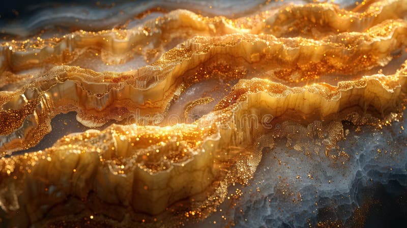 Gold Waves Marble Texture. Precious Metal Flow Image Stock Illustration ...