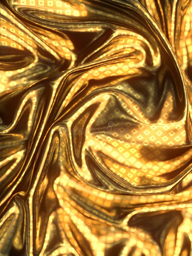 Gold Wavy Fabric with a Pattern of Glitter Squares. Waves Graphic ...