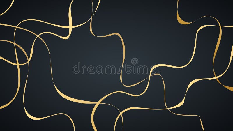 Gold Wavy Lines Pattern. Abstract Background with Hand Drawn Random ...