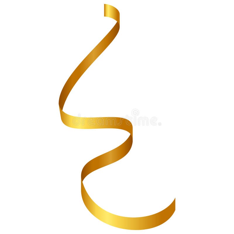Gold Wavy Ribbon Party Decorations Stock Illustration - Illustration of ...