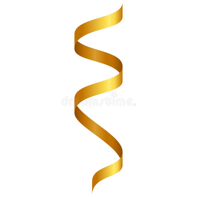 Gold Wavy Ribbon Party Decorations Stock Illustration - Illustration of ...