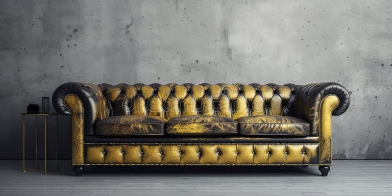 Gold Weathered Leather Chesterfield Sofa Stock Illustration ...