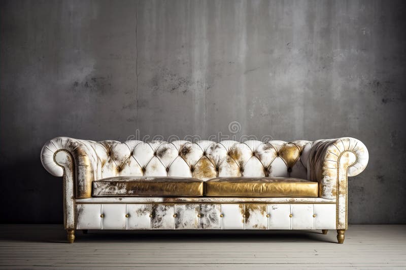 Gold Weathered Leather Chesterfield Sofa Stock Illustration ...