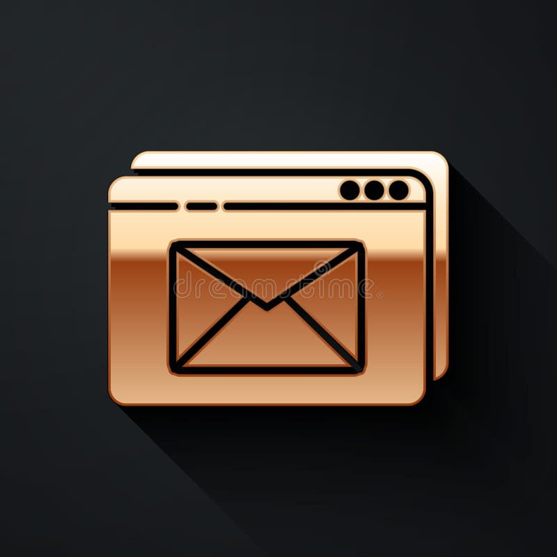 Gold Mail and E-mail in Hand Icon Isolated on Black Background ...