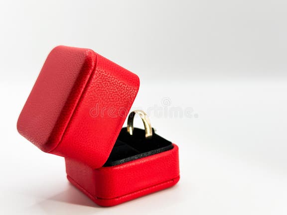 Gold Wedding Ring without Diamonds in a Red Box for Wedding Rings in an ...