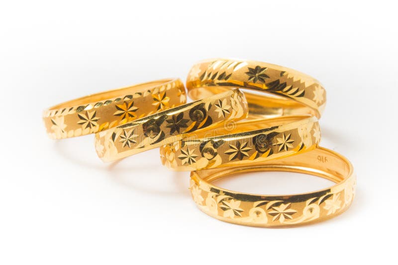 Gold Wedding Rings Isolated on White Stock Photo - Image of isolated ...