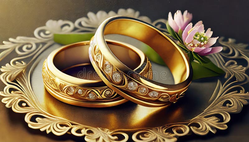 Gold wedding rings pattern stock illustration. Illustration of gold ...