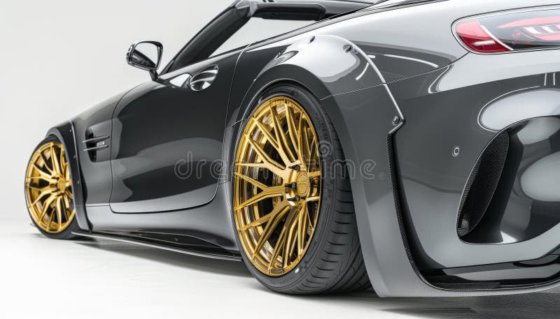 Gold Wheels Black Sport Car Stock Illustration - Illustration of ...