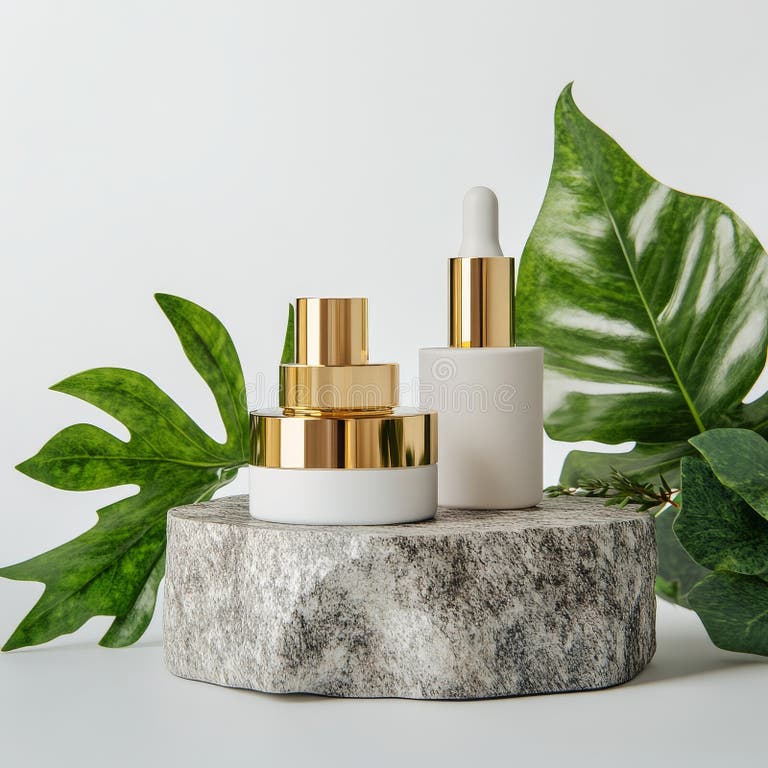 Gold and White Beauty Stone, Leaf Concept Stock Illustration ...