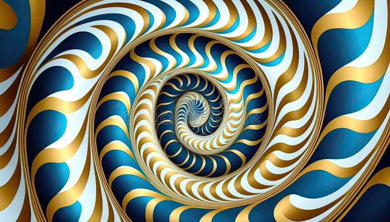 Gold White and Blue Abstract Recursive Spiral Texture Pattern ...