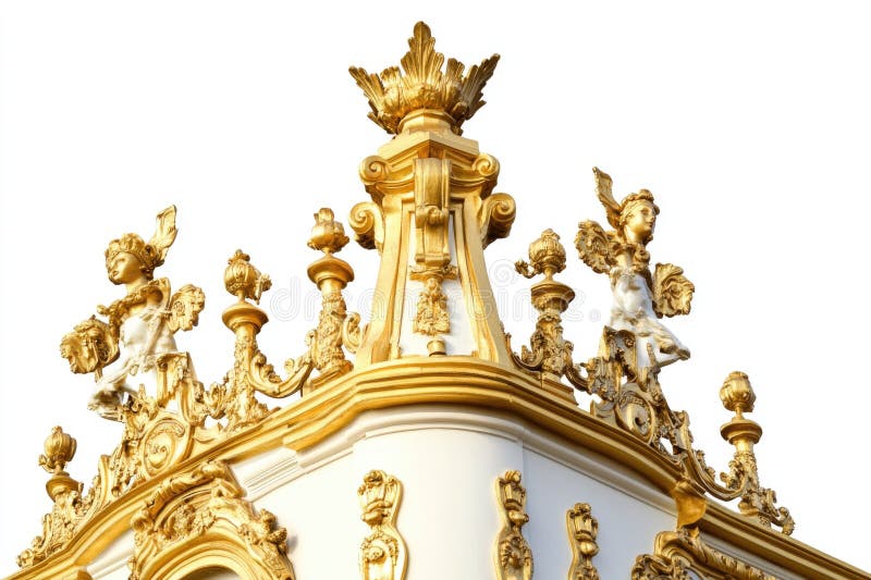 A Gold and White Clock Tower with Statues on Top, Suitable for Travel ...