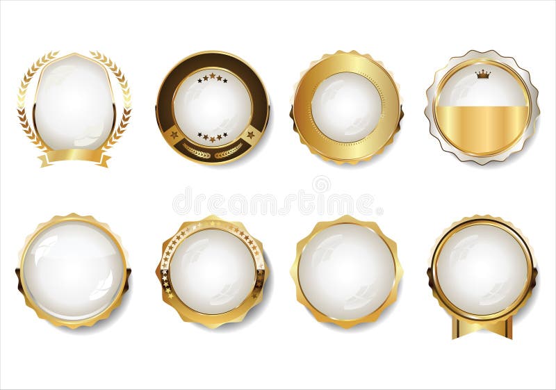 Gold and White Empty Labels Retro Vintage Design Vector Collection ...