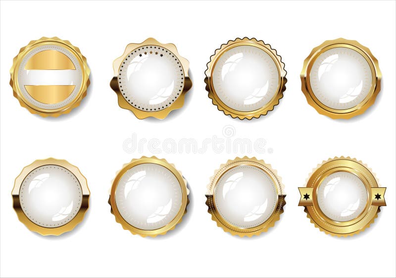 Gold and White Empty Labels Retro Vintage Design Vector Collection ...