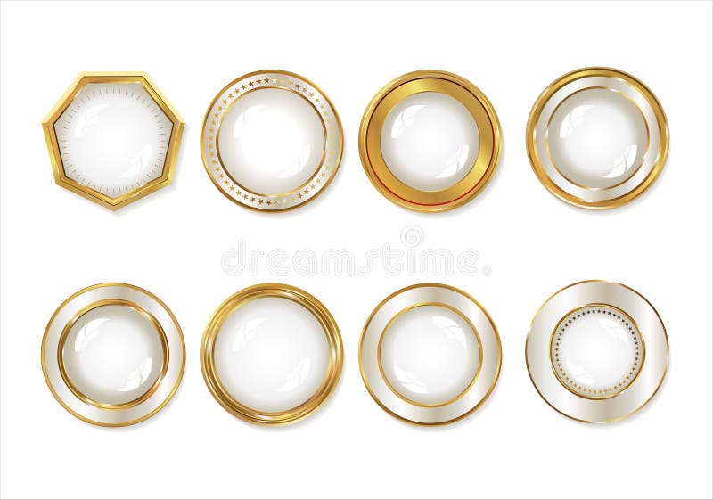 Gold and White Empty Labels Retro Vintage Design Vector Collection ...