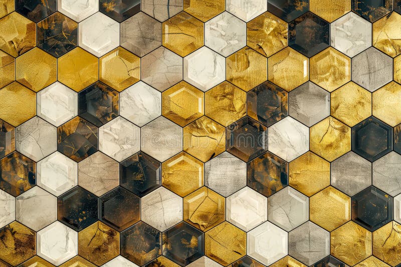 Gold White Mosaic Tile Pattern Black Border Stock Photos - Free ...