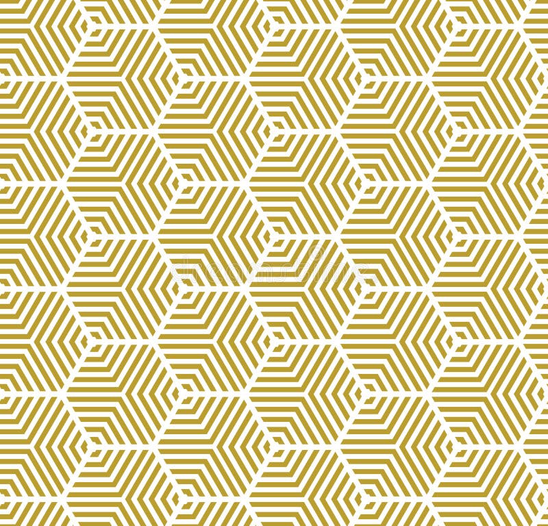 Gold on White Multi Hexagonal Line Pattern Seamless Repeat Background ...