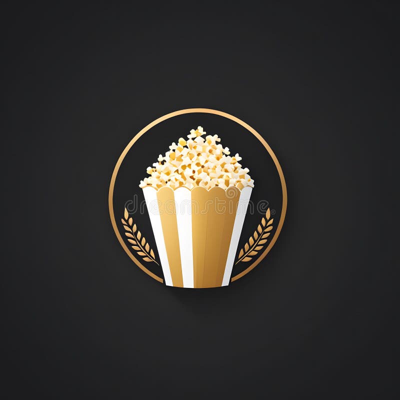 Gold and White Popcorn Logo with a Minimalist Design Featuring Clean ...