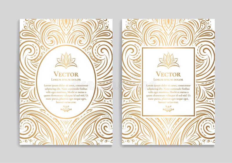 Gold and White Vintage Greeting Card Design. Stock Vector ...
