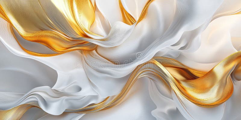 Gold and White Wave Pattern: Flowing Abstract Design with Luminous Gold ...