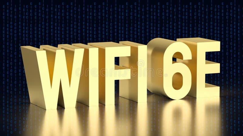 The Gold Wi Fi 6E for Technology Concept 3d Rendering Stock ...