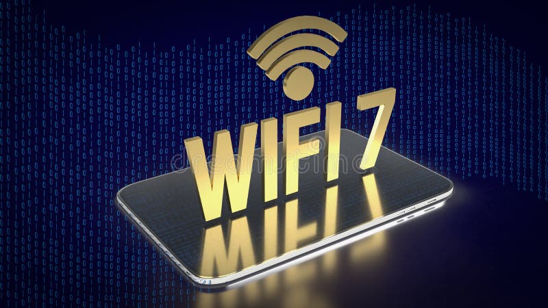 The Gold Wifi 7 on Tablet for Technology Concept 3d Rendering Stock ...