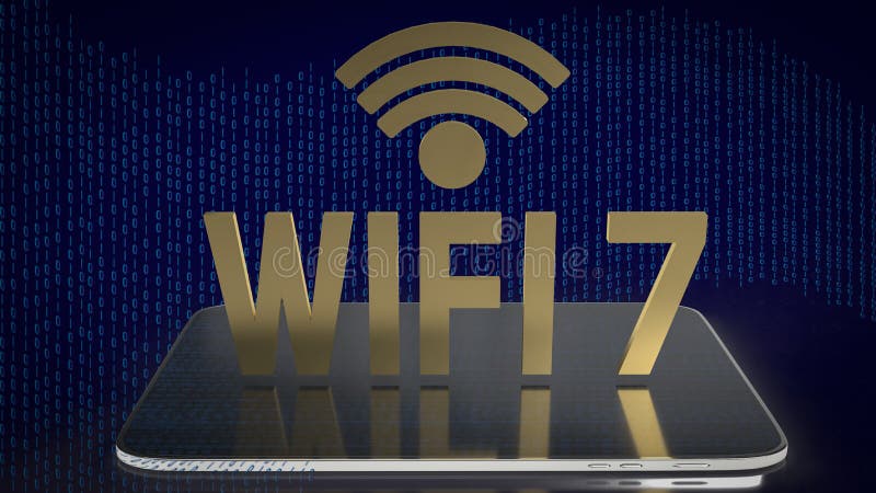 The Gold Wifi 7 for Technology or Internet Concept 3d Rendering Stock ...