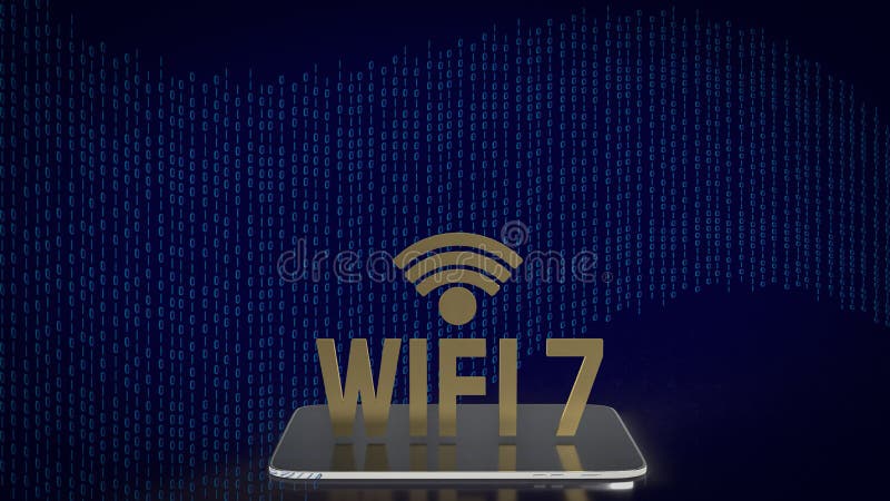 The Gold Wifi 7 for Technology or Internet Concept 3d Rendering Stock ...