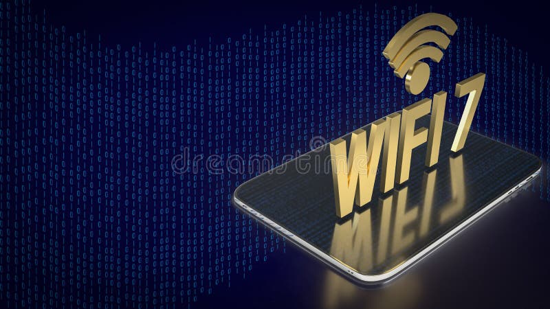 The Gold Wifi 7 for Technology or Internet Concept 3d Rendering Stock ...