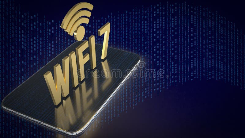 The Gold Wifi 7 on Tablet for Technology Concept 3d Rendering Stock ...