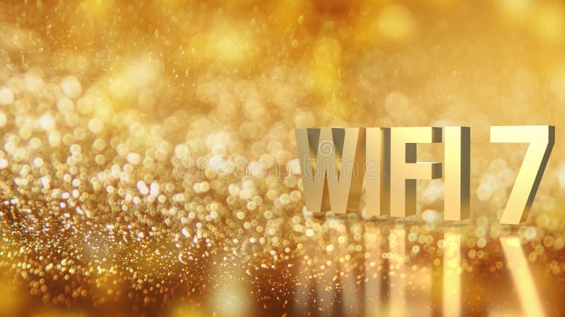 The Gold Wifi 7 for Technology or Internet Concept 3d Rendering Stock ...