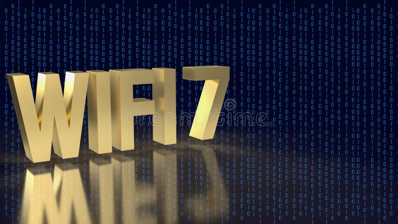 The Gold Wifi 7 for Technology or Internet Concept 3d Rendering Stock ...