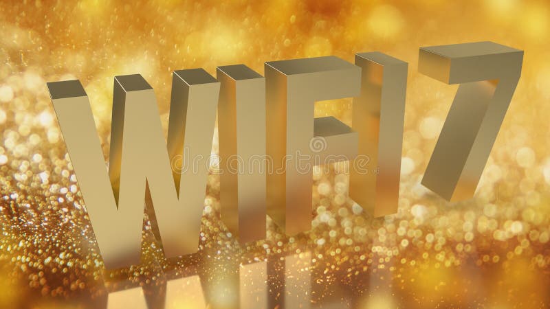 The Gold Wifi 7 for Technology or Internet Concept 3d Rendering Stock ...