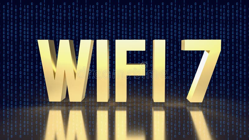 The Gold Wifi 7 for Technology or Internet Concept 3d Rendering Stock ...