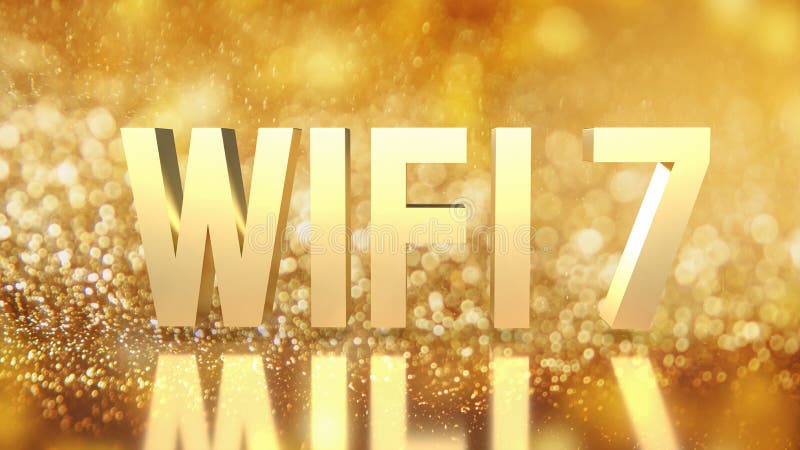 The Gold Wifi 7 for Technology or Internet Concept 3d Rendering Stock ...
