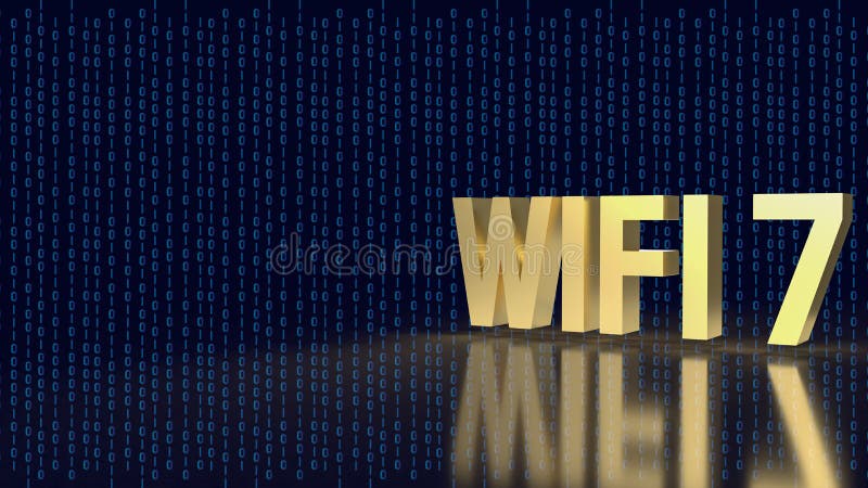 The Gold Wifi 7 for Technology or Internet Concept 3d Rendering Stock ...
