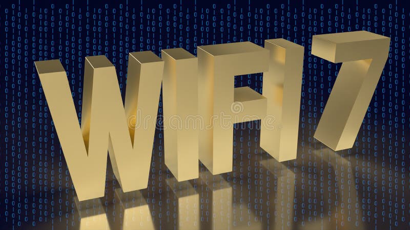 The Gold Wifi 7 for Technology or Internet Concept 3d Rendering Stock ...