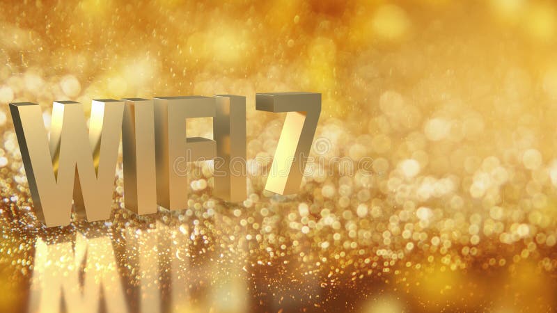 The Gold Wifi 7 for Technology or Internet Concept 3d Rendering Stock ...