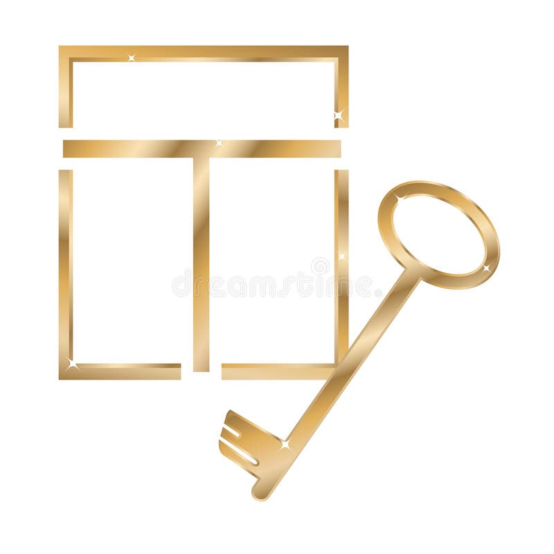 Gold window and key stock vector. Illustration of residential - 7663090